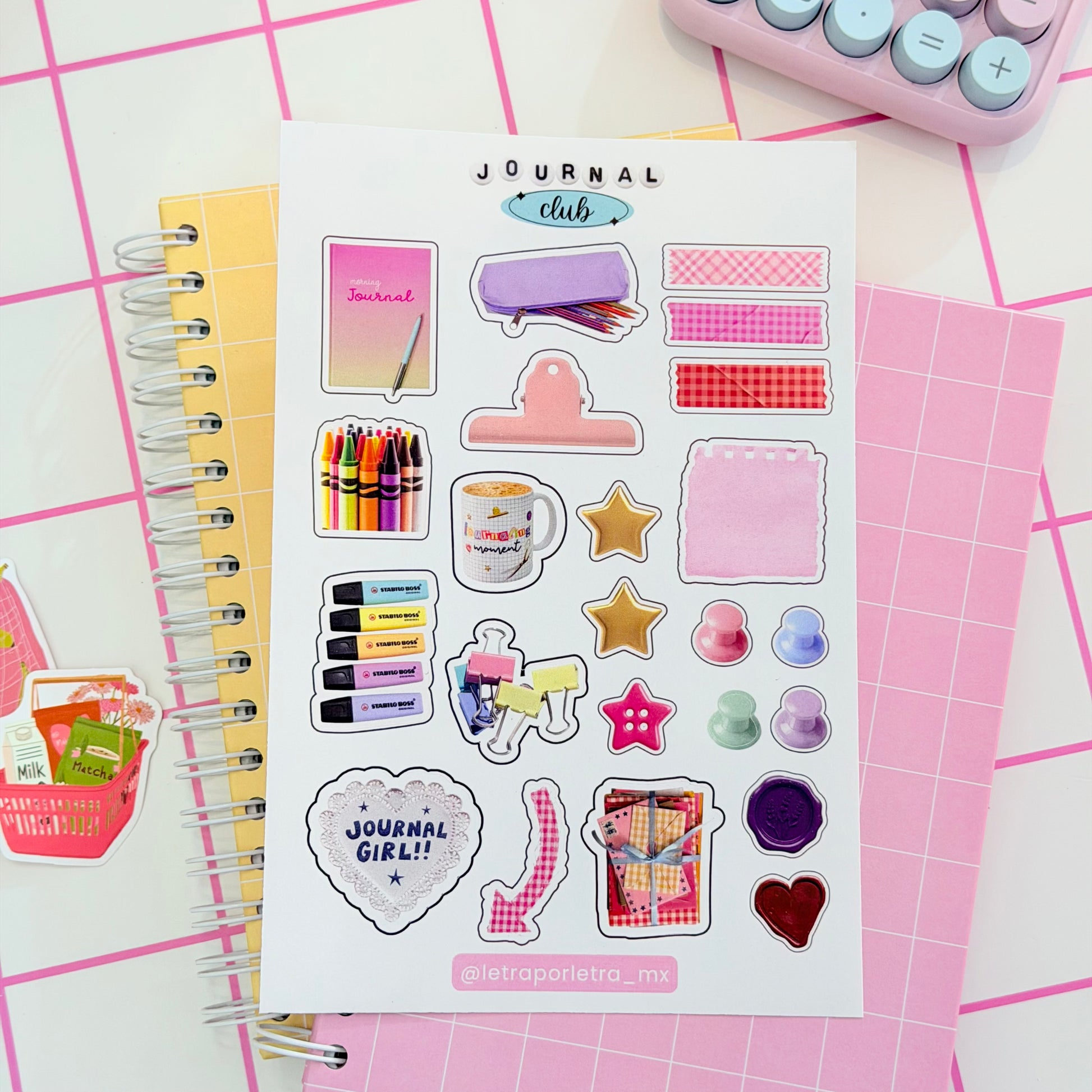 Planilla de stickers Jurnal girl – Letra por letra
